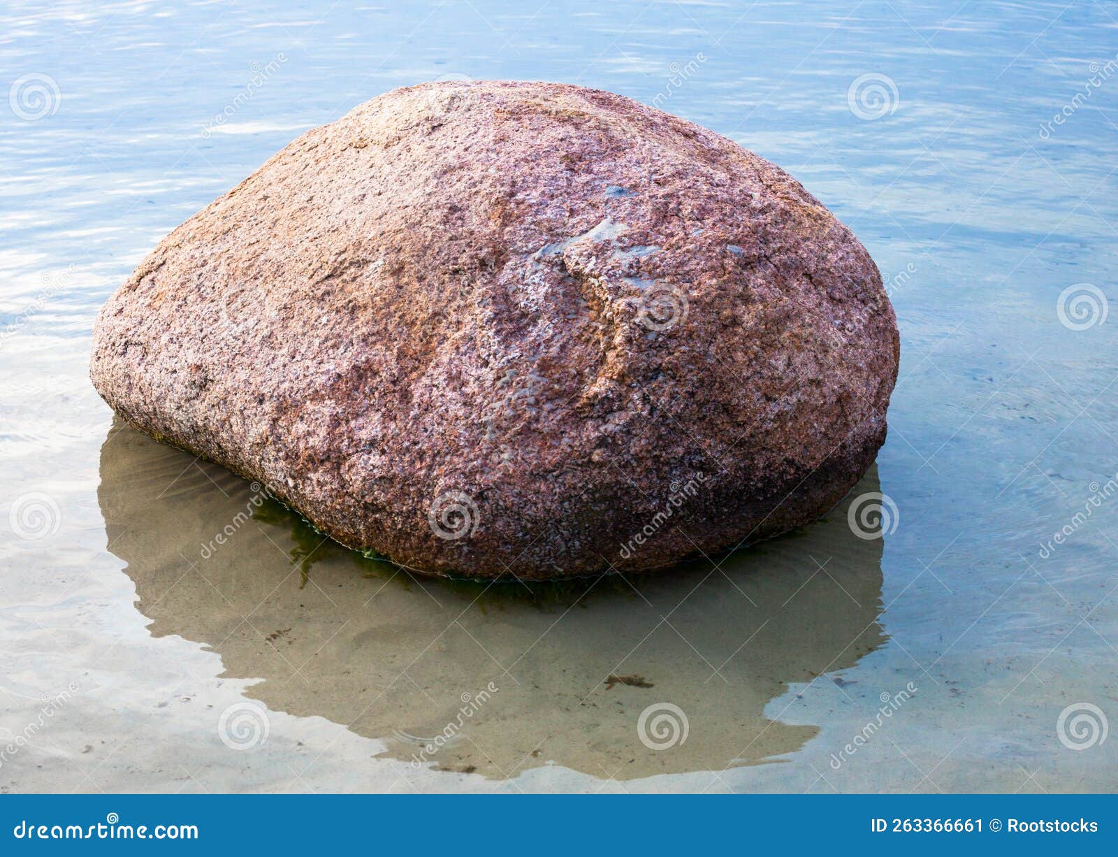 Big stone in shallow water stock image. Image of rock - 263366661
