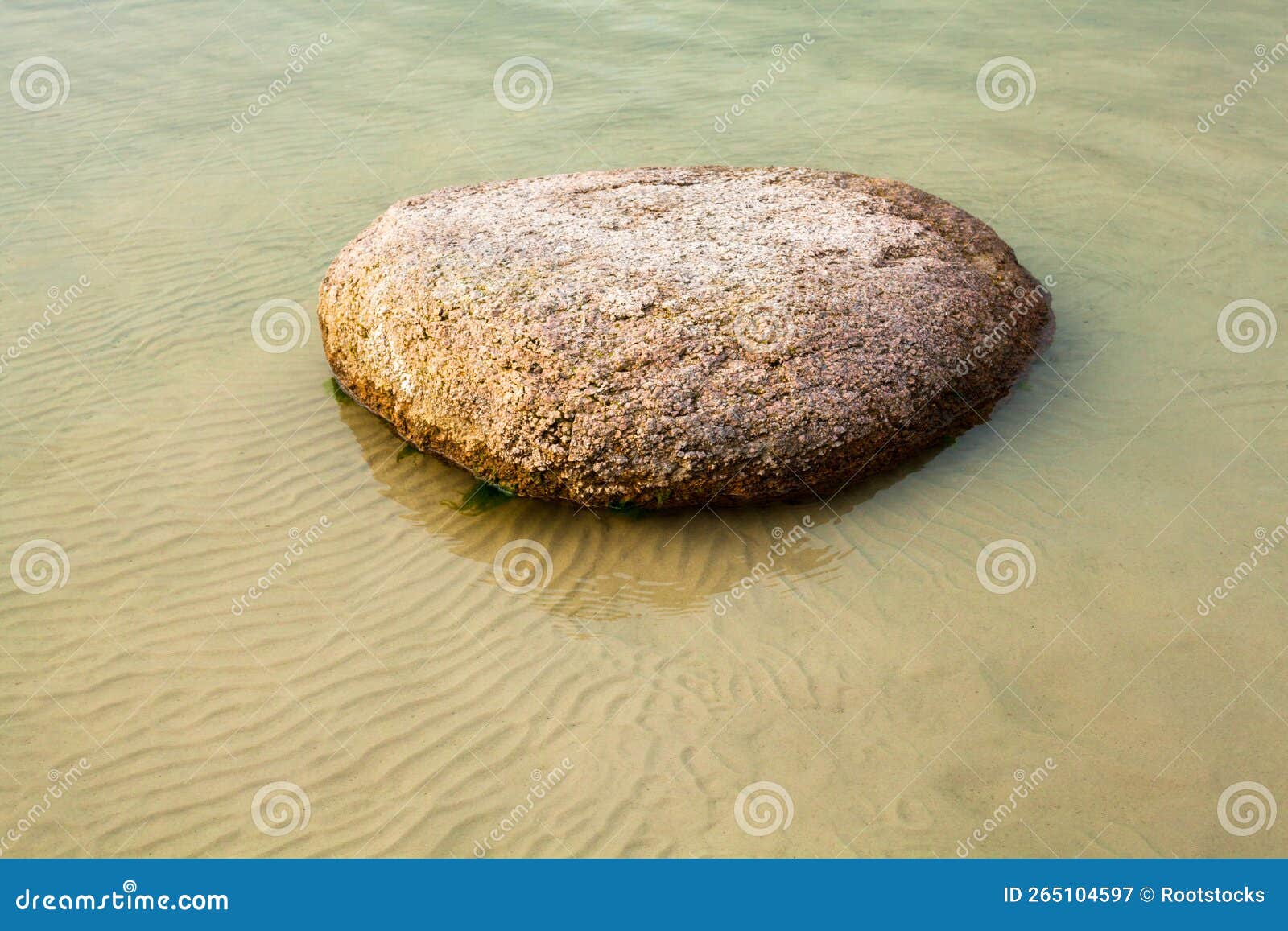 Big stone in shallow water stock image. Image of overflow - 265104597