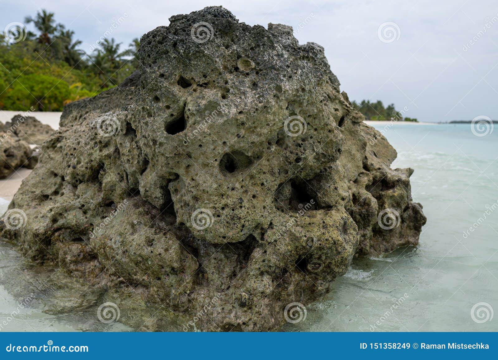 Stone on the Shore of a Tropical Island Stock Image - Image of summer ...