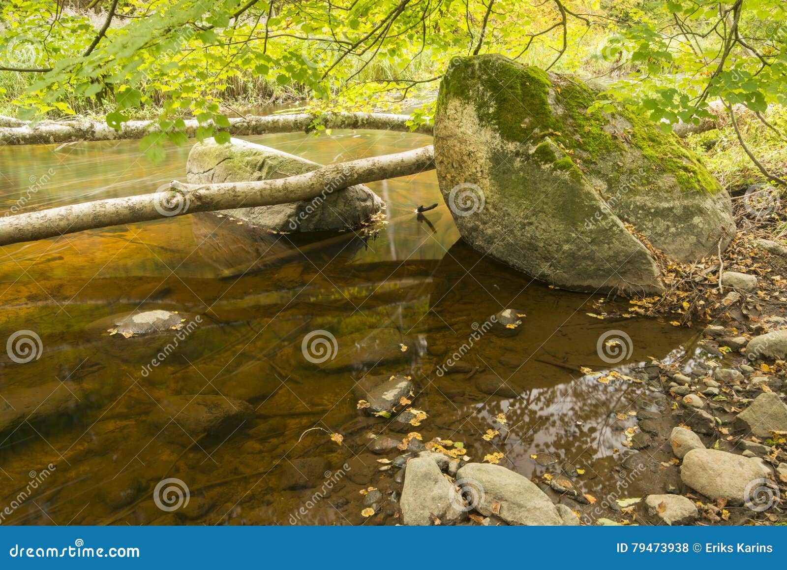 Big stone into small river stock photo. Image of river - 79473938