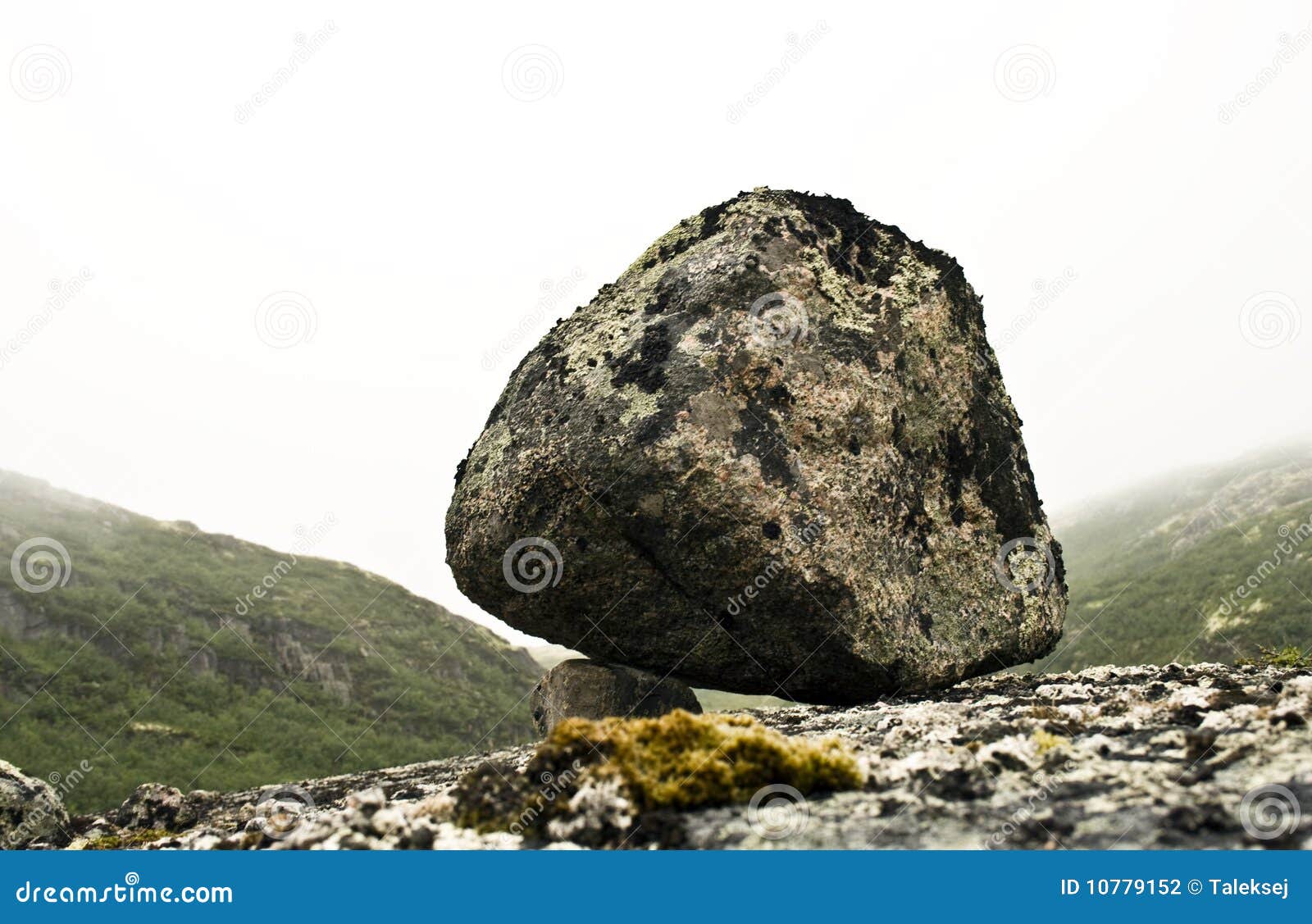 Big Stone Standing on a Small One Stock Photo - Image of mountain, moss ...