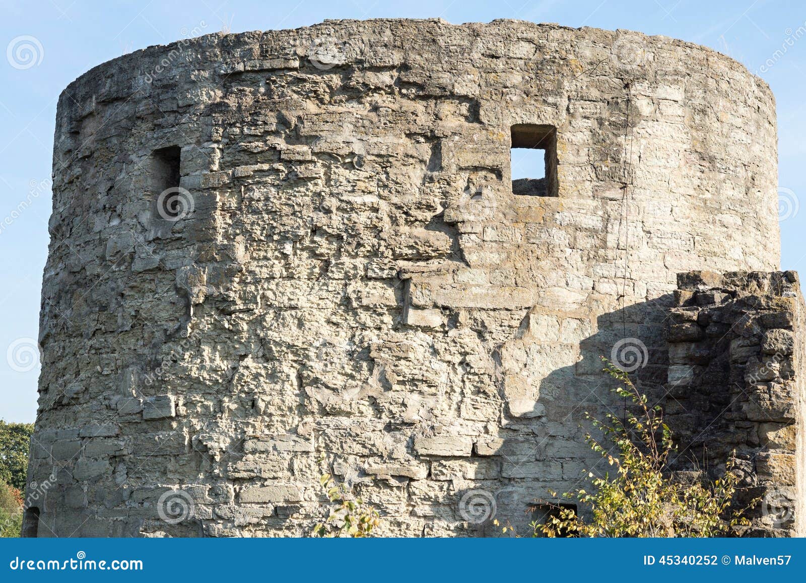 Big Stone Tower of a Fortress Stock Photo - Image of surface, abstract ...