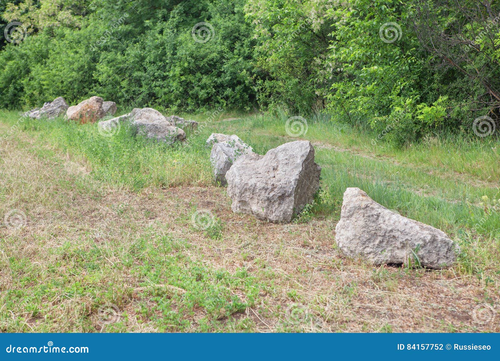 Big Stones on the Green Grass Stock Photo - Image of springtime ...