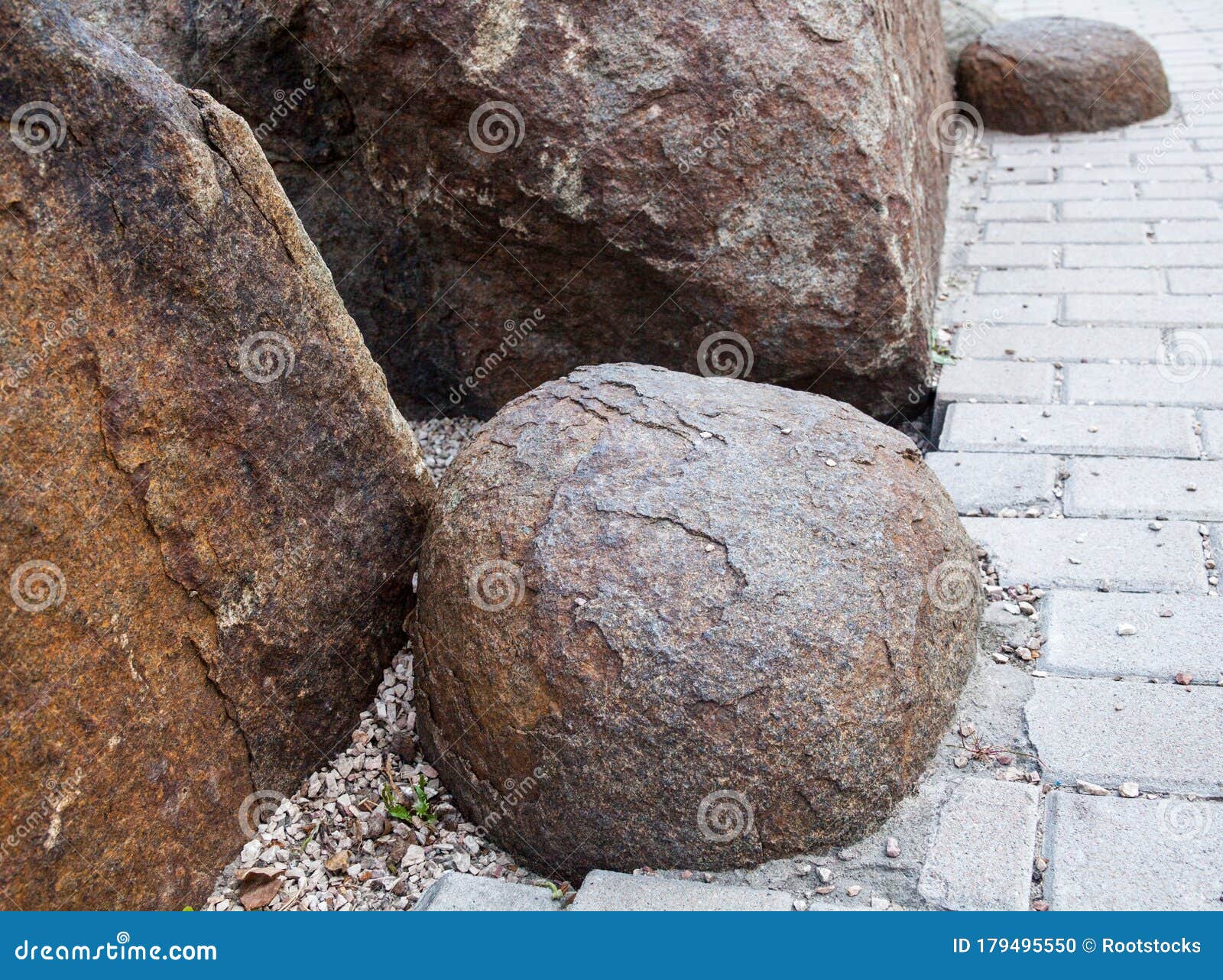 Big Stones Near the Paved Footpath Stock Photo - Image of formation ...