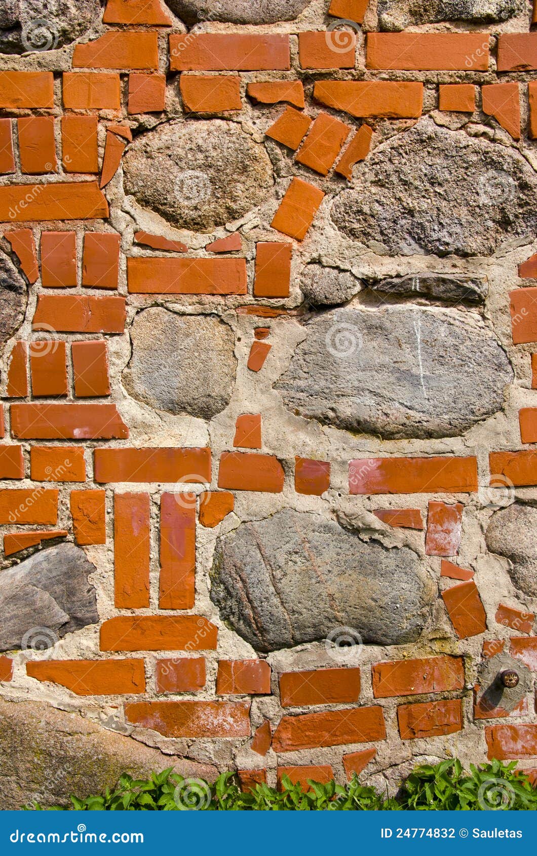 Big Stones in Red Brick Wall. Architecture Closeup Stock Photo - Image ...