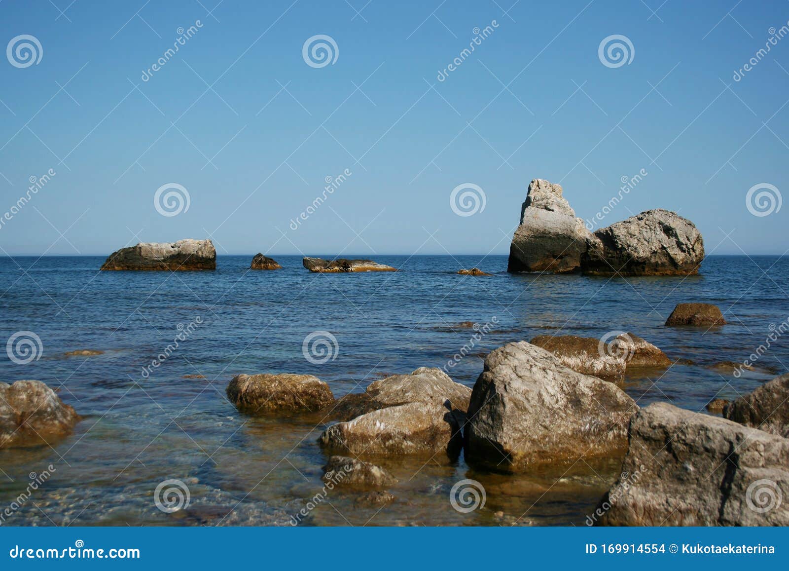 Big Stones in the Water by the Sea Stock Photo - Image of landscape ...
