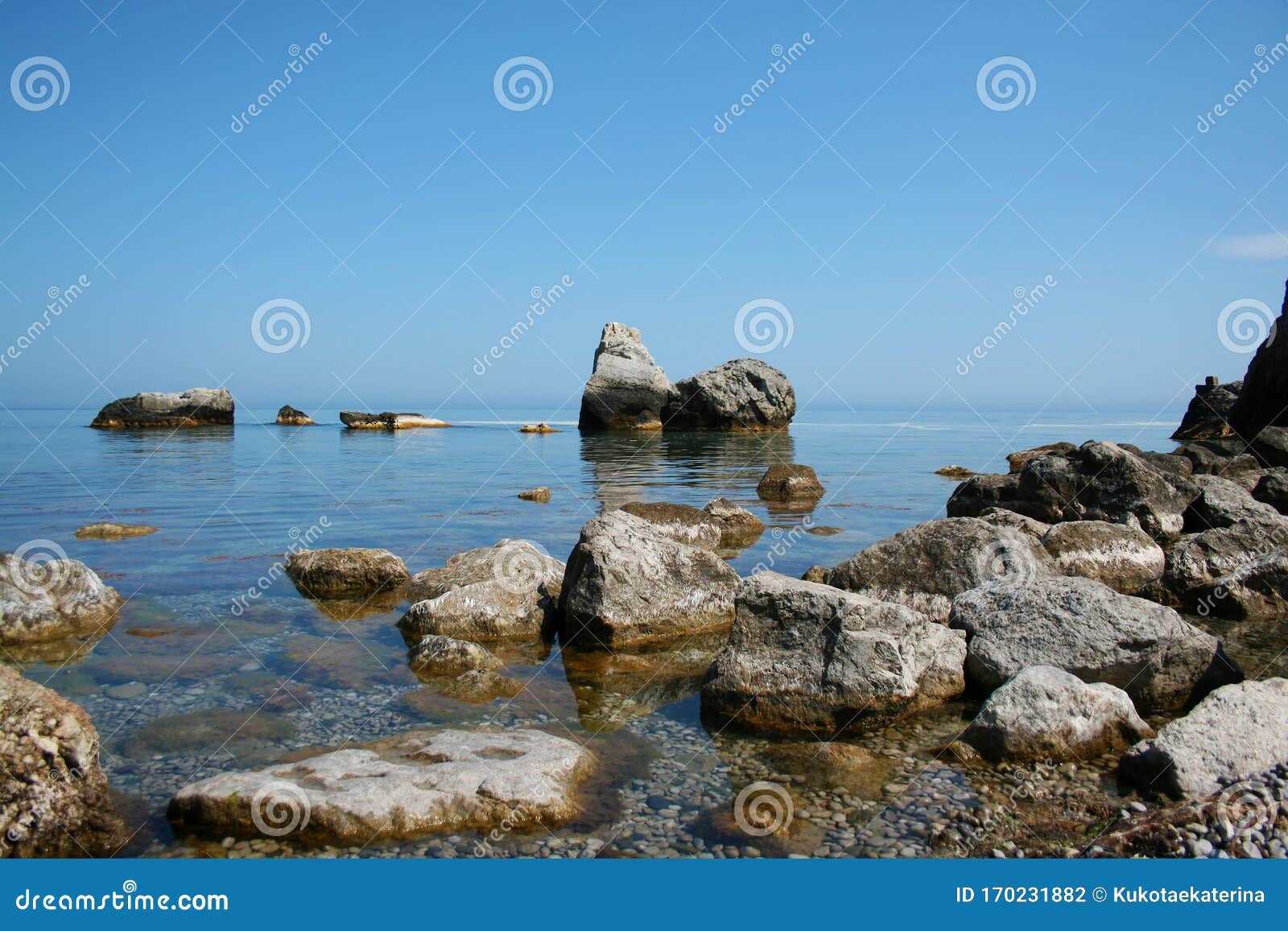 Big Stones in the Water by the Sea Stock Photo - Image of tourism, wave ...