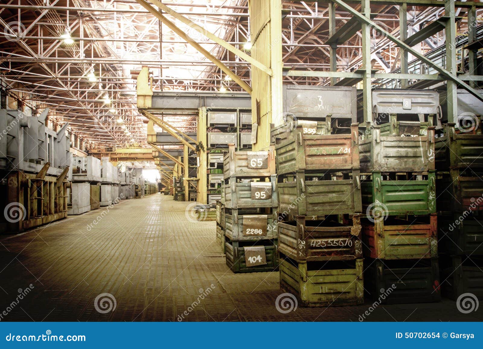 Big Storage Room with Metal Boxes Stock Photo - Image of goods ...