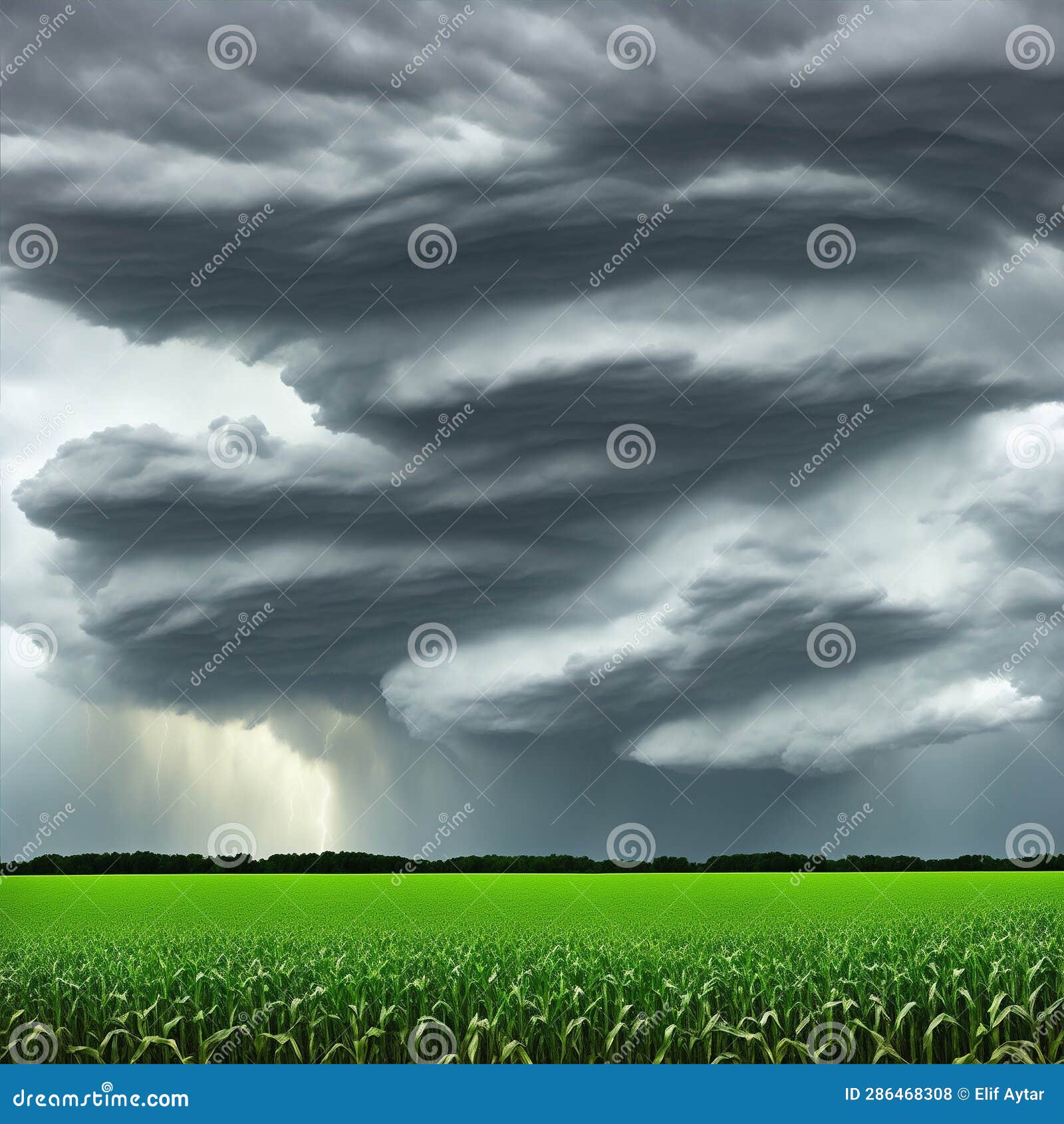 A Big Storm on a Corn Field Stock Illustration - Illustration of rural ...