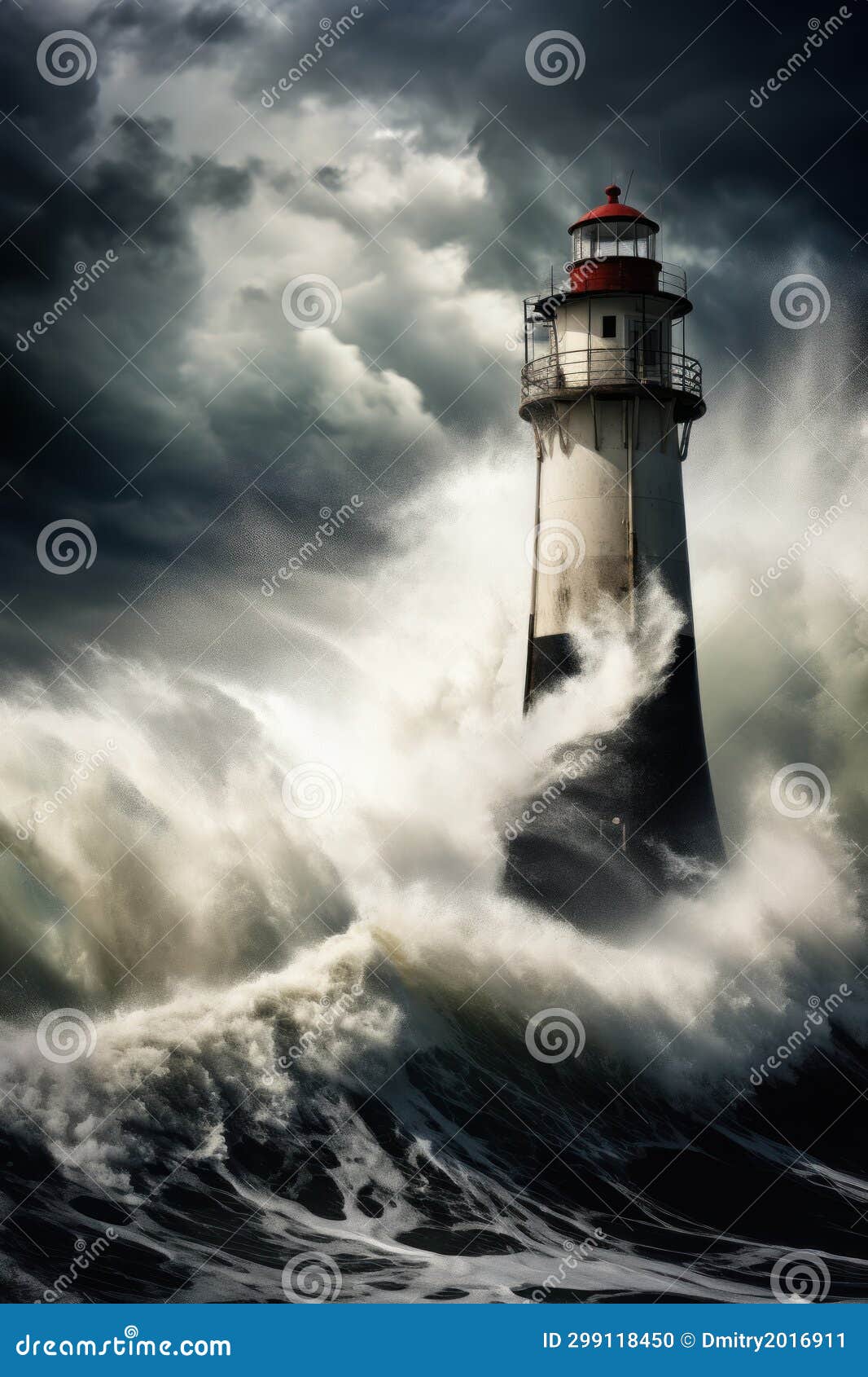 Big Storm Near a Lighthouse. Stock Photo - Image of water, danger ...