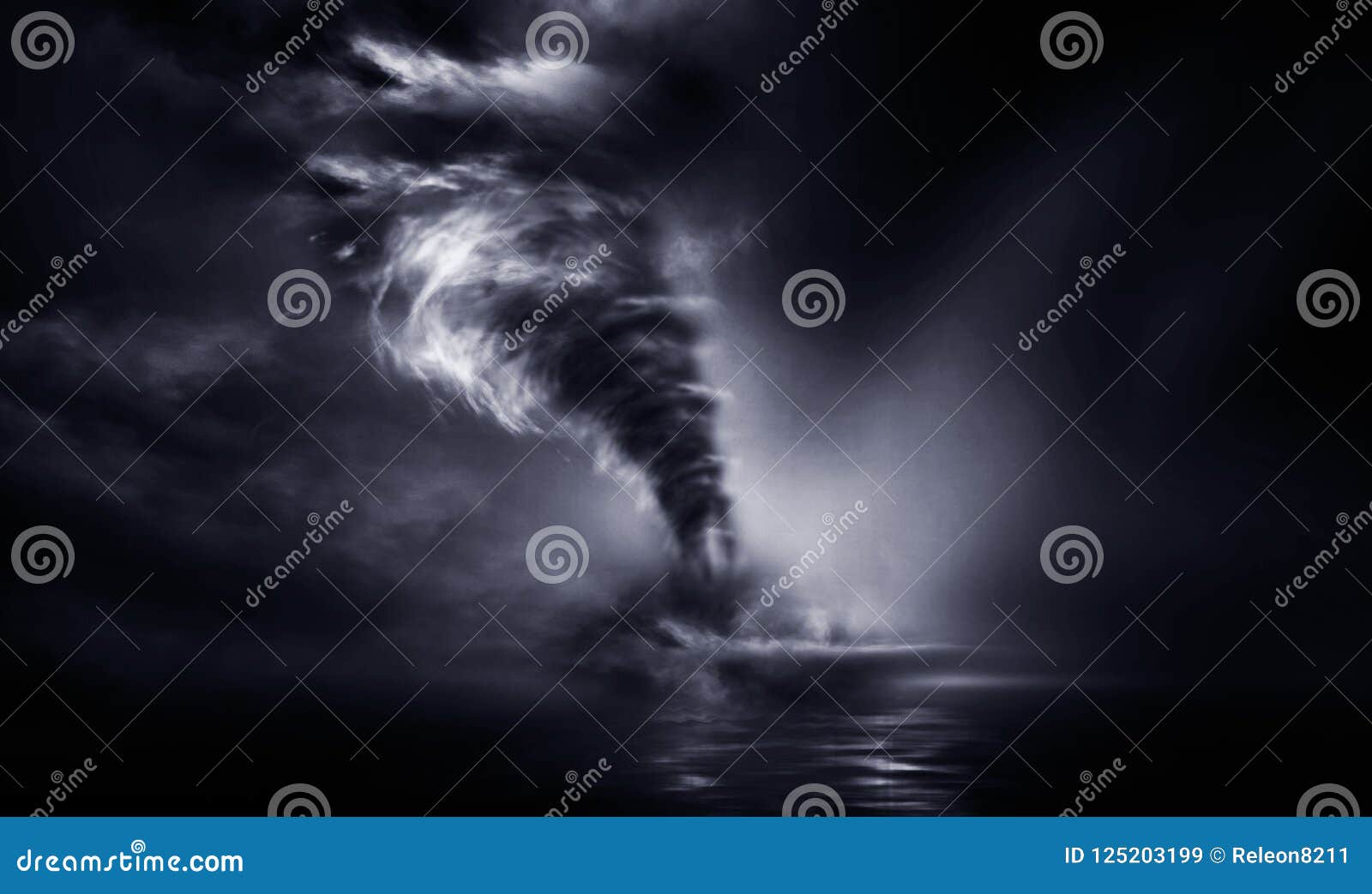 Big Storms Cause Tornadoes in the Ocean. Stock Illustration ...