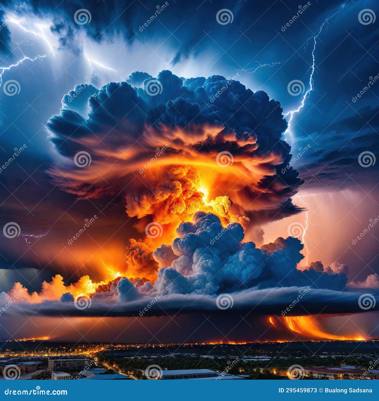 A Big Stormy Cloud With A Lot Of A Fire Hurricane Ravages The ...