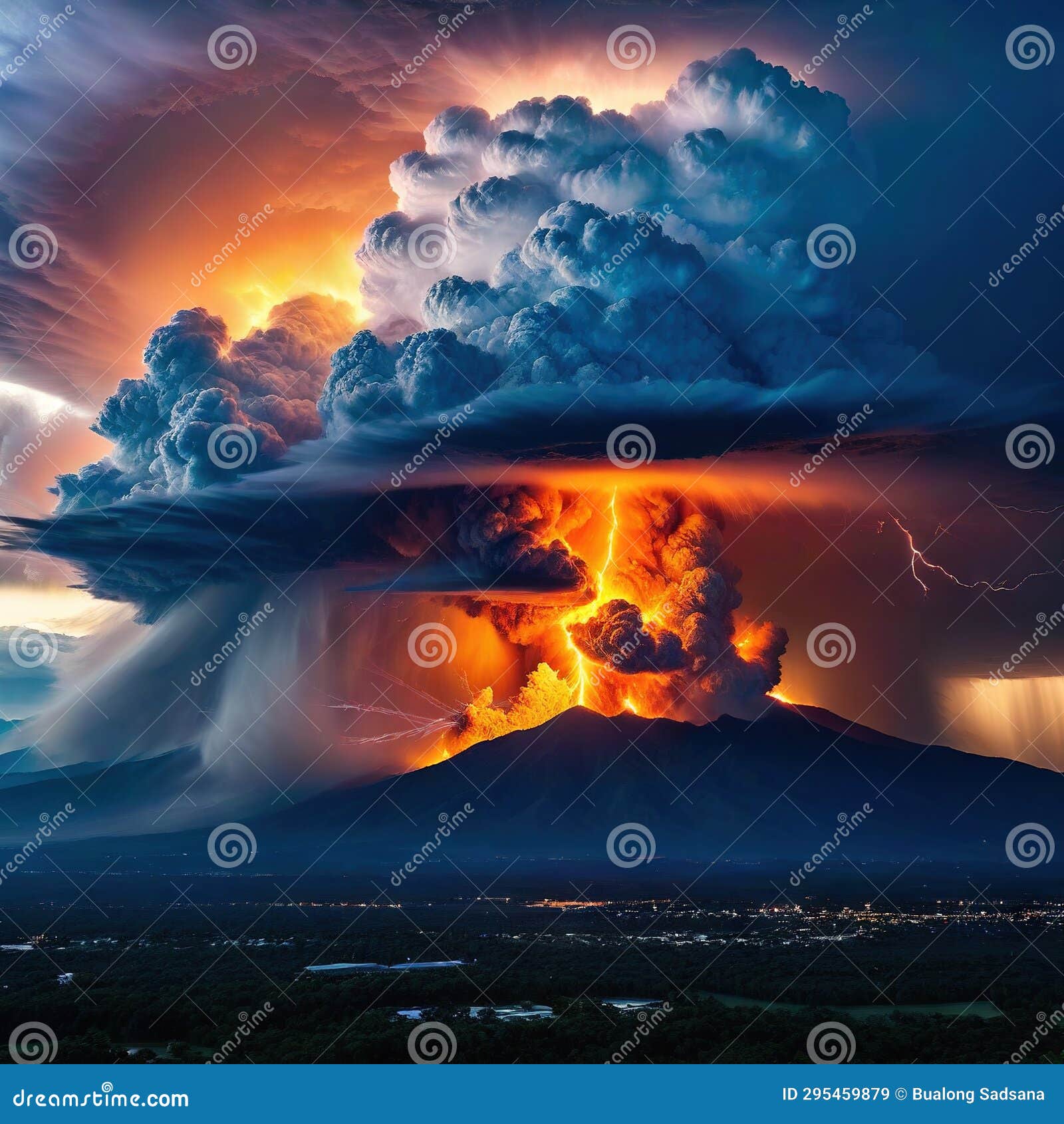A Big Stormy Cloud with a Lot of a Fire Hurricane Ravages the ...