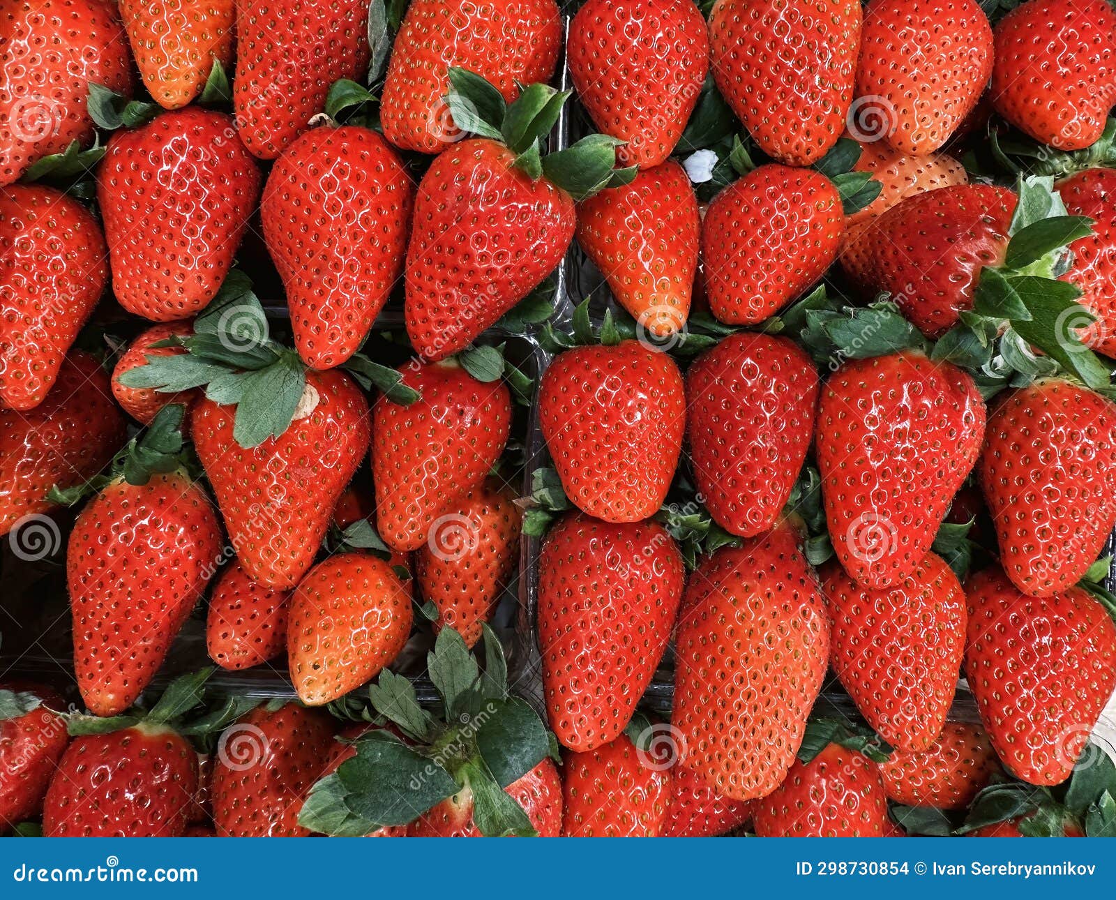 Big Strawberry Boxes Top View Texture Stock Photo - Image of ...