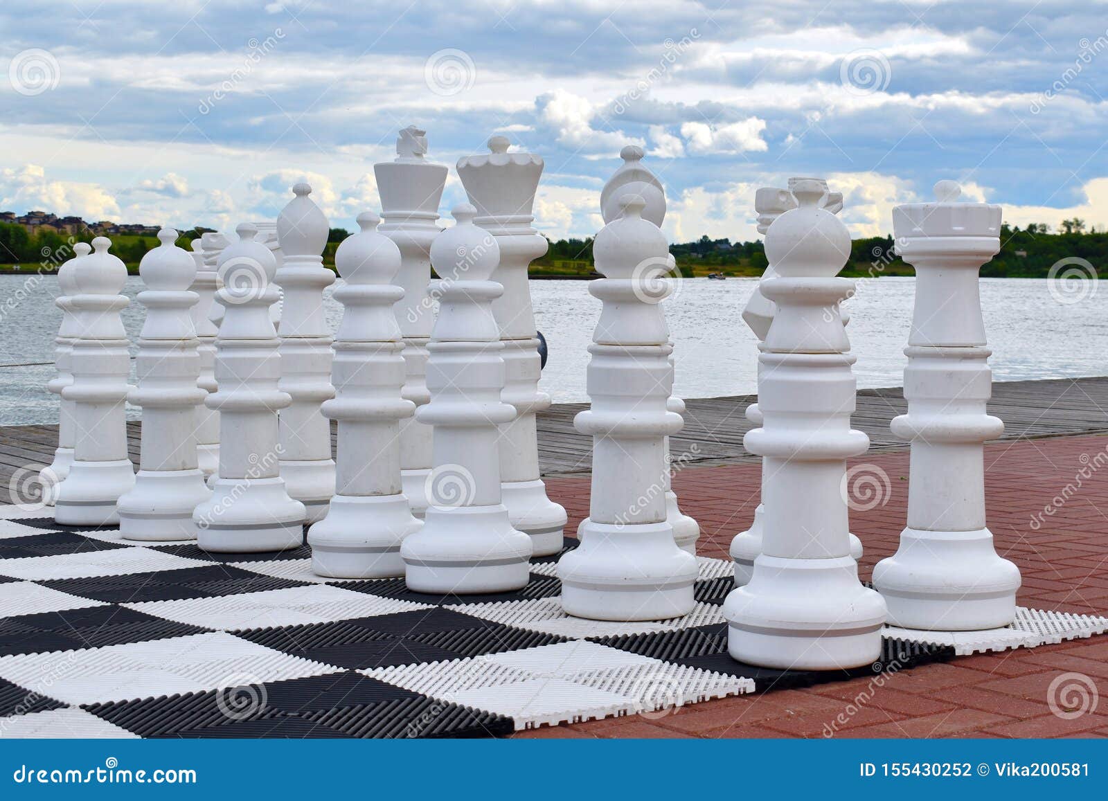 Big Street Chessmen on Beach. Chess Outdoors Stock Photo - Image of ...