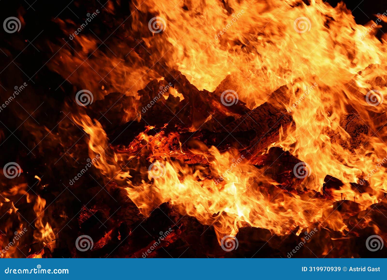 A Big Strong Fire Burns Everything Down Stock Image - Image of easter ...