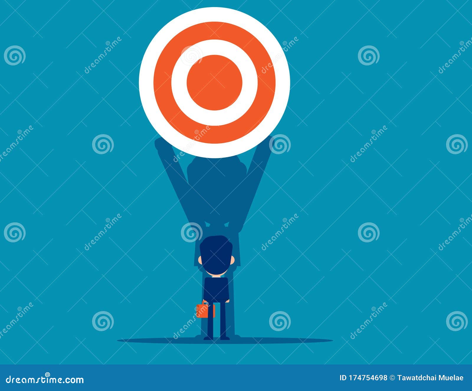 Big Strong Shadow Hold Target. Flat Business Cartoon Vector Design ...