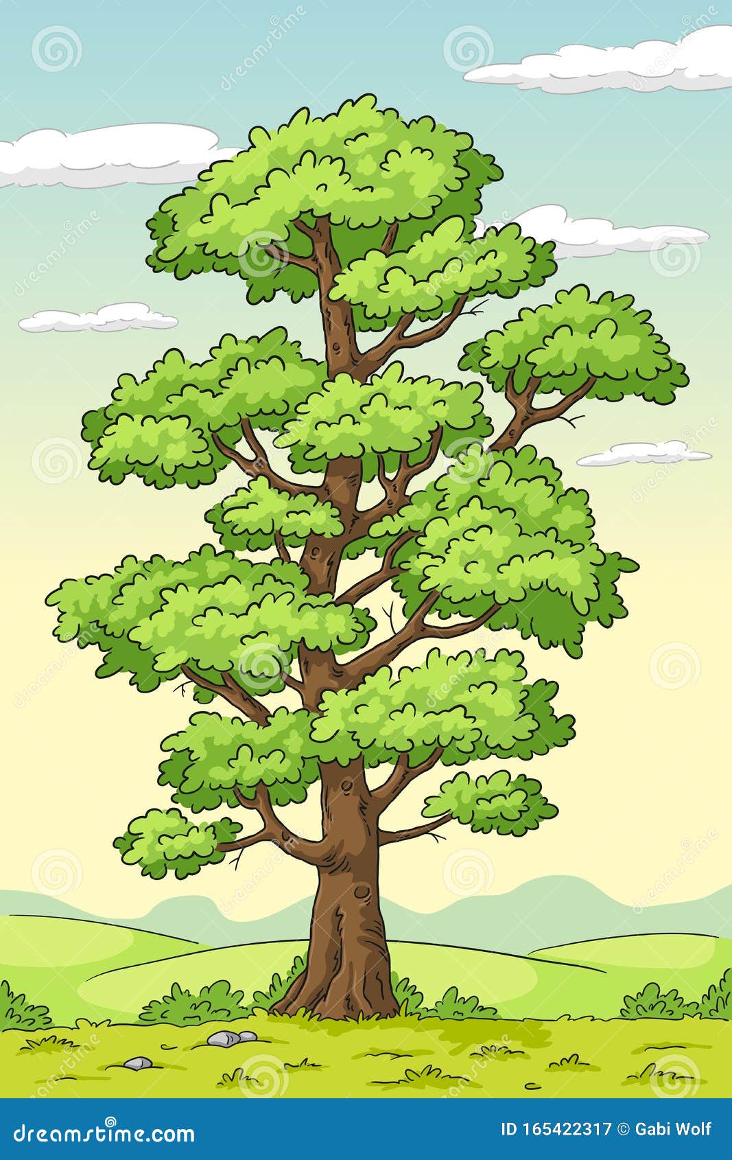 Big Summer Tree stock vector. Illustration of landscape - 165422317