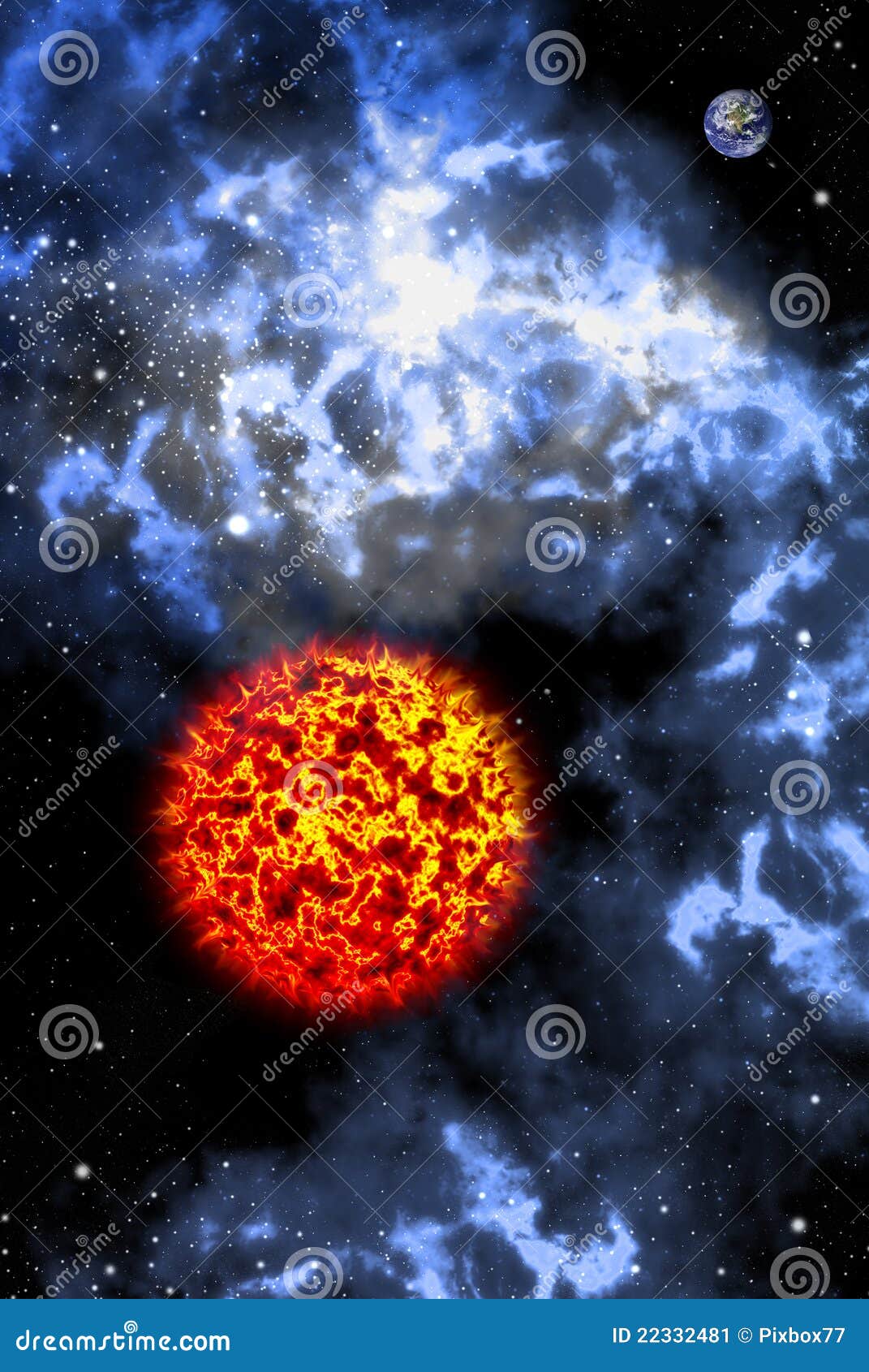 Big Sun with Orion in the Space Stock Illustration - Illustration of ...