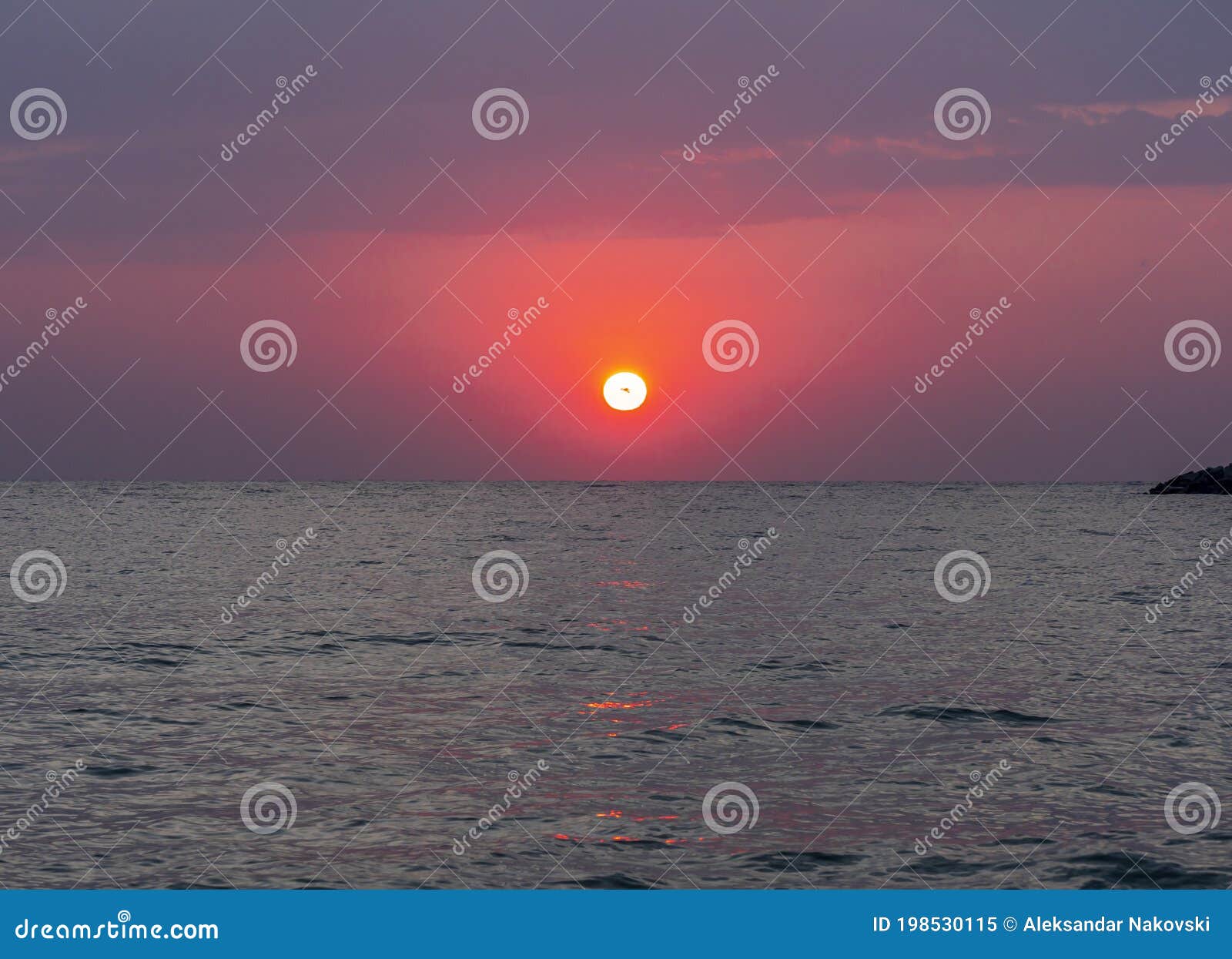 Big sun over sea sunrise stock image. Image of wave - 198530115