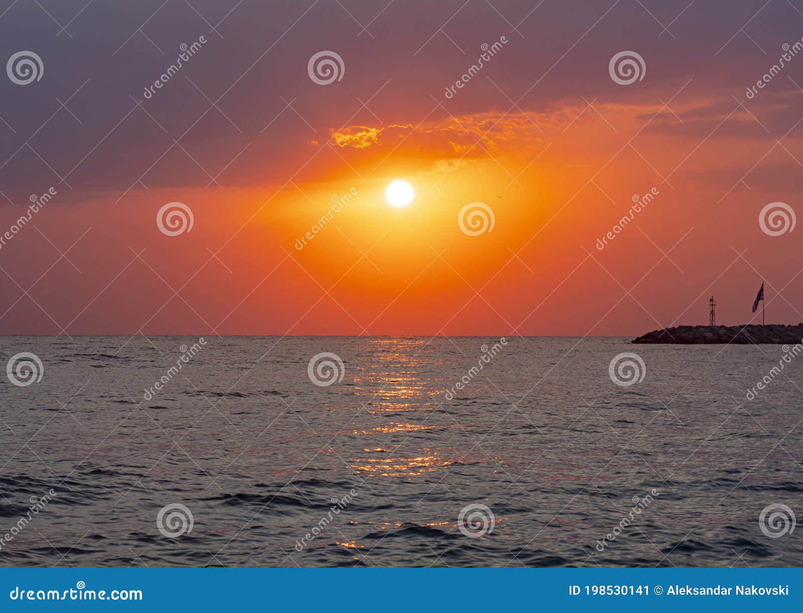 Big sun over sea sunrise stock image. Image of season - 198530141