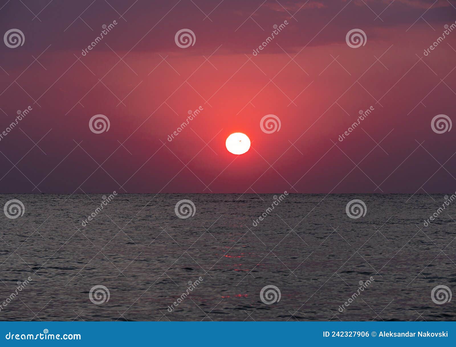 Big sun over sea sunrise stock photo. Image of background - 242327906