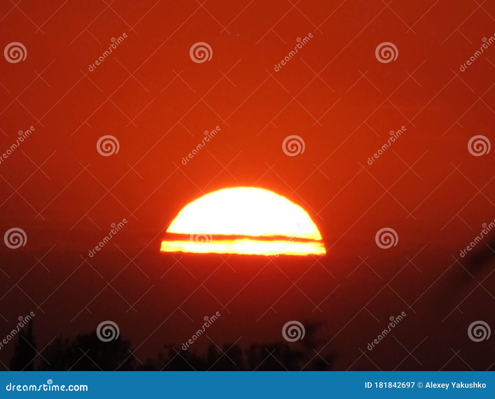 Big sun and red sunset stock image. Image of evening - 181842697