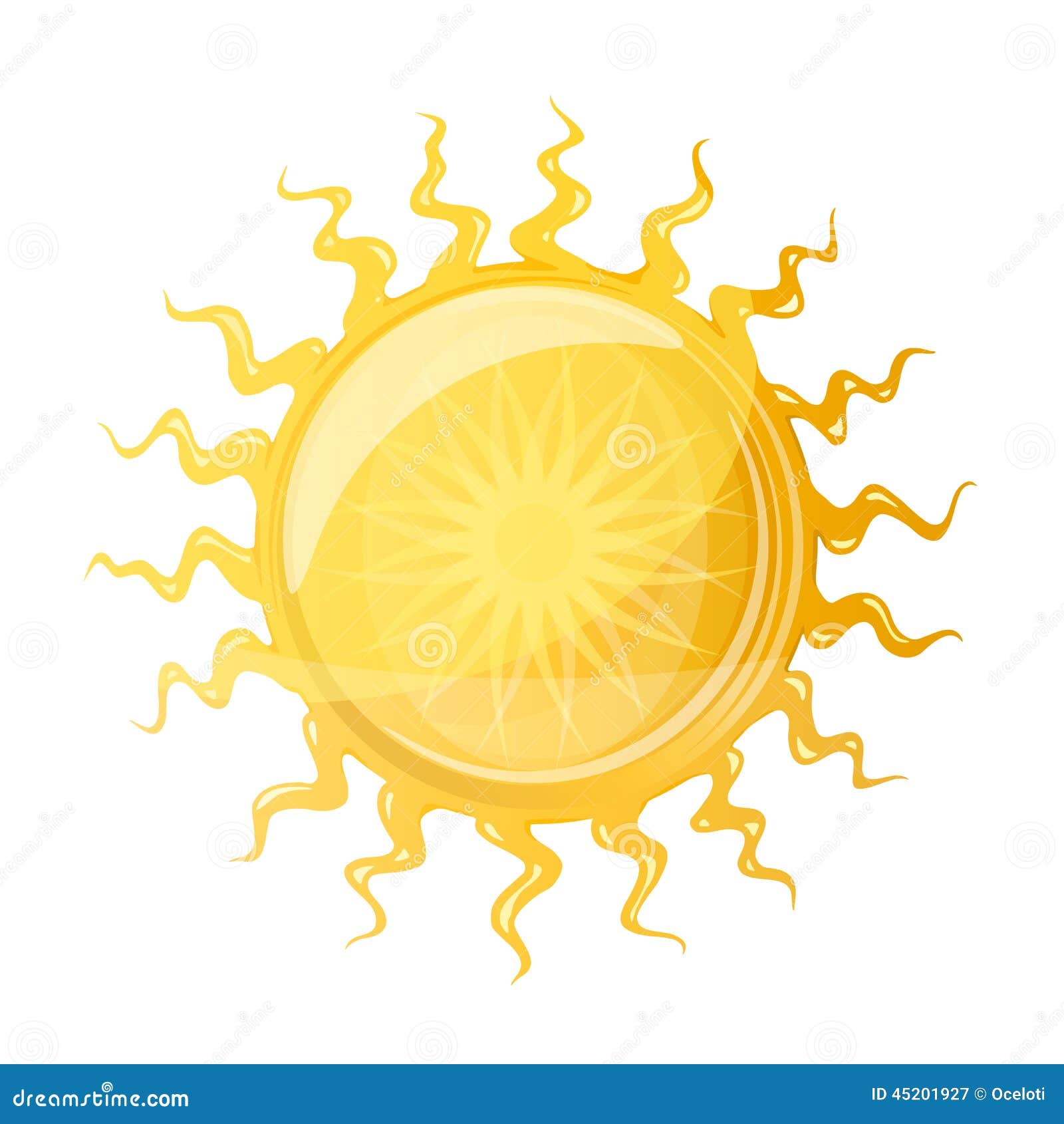 Big Sun with Wavy Rays stock vector. Illustration of sign - 45201927