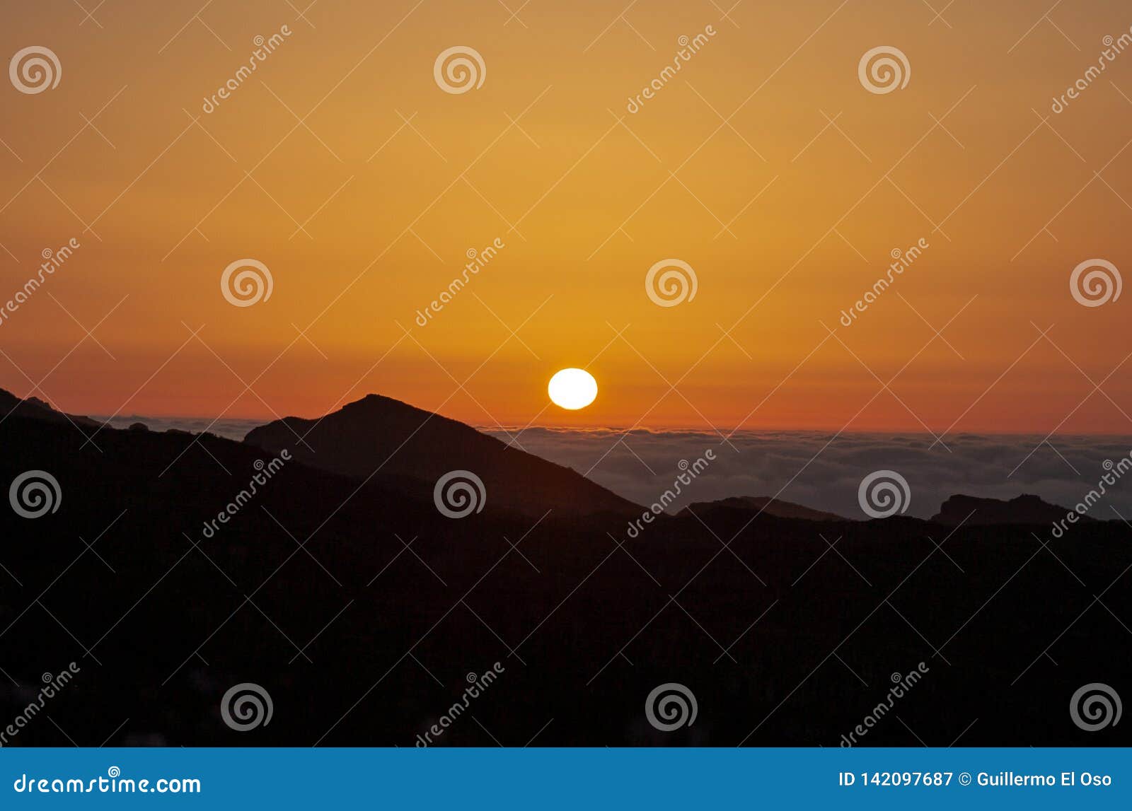 Big Sunrise Over the Sea with Clouds Stock Image - Image of beach ...