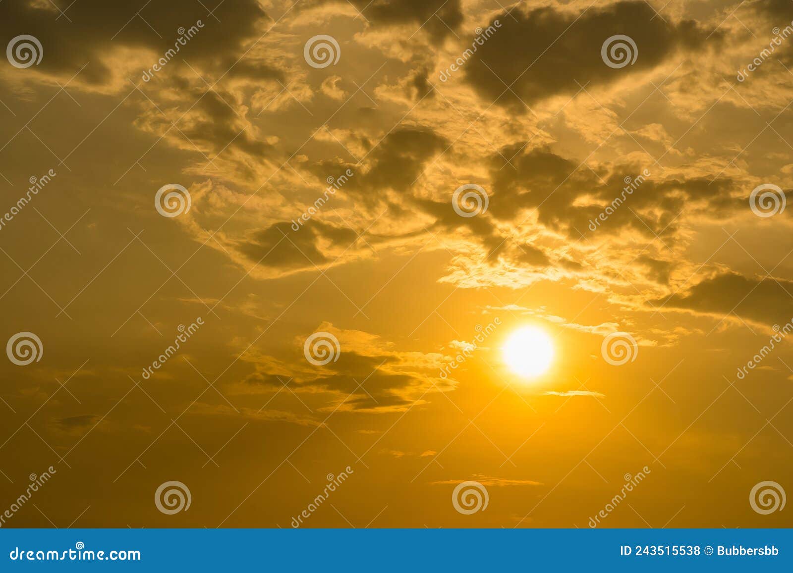 Big Sunset Sun on the Background of Small Clouds Stock Photo - Image of ...