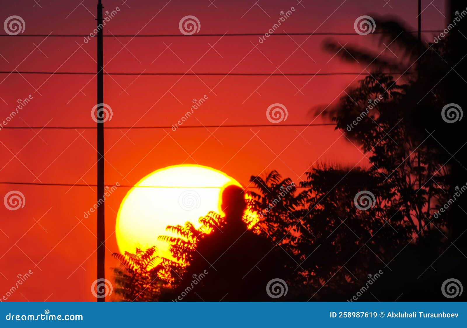 Big sunset stock image. Image of large, bright, travel - 258987619