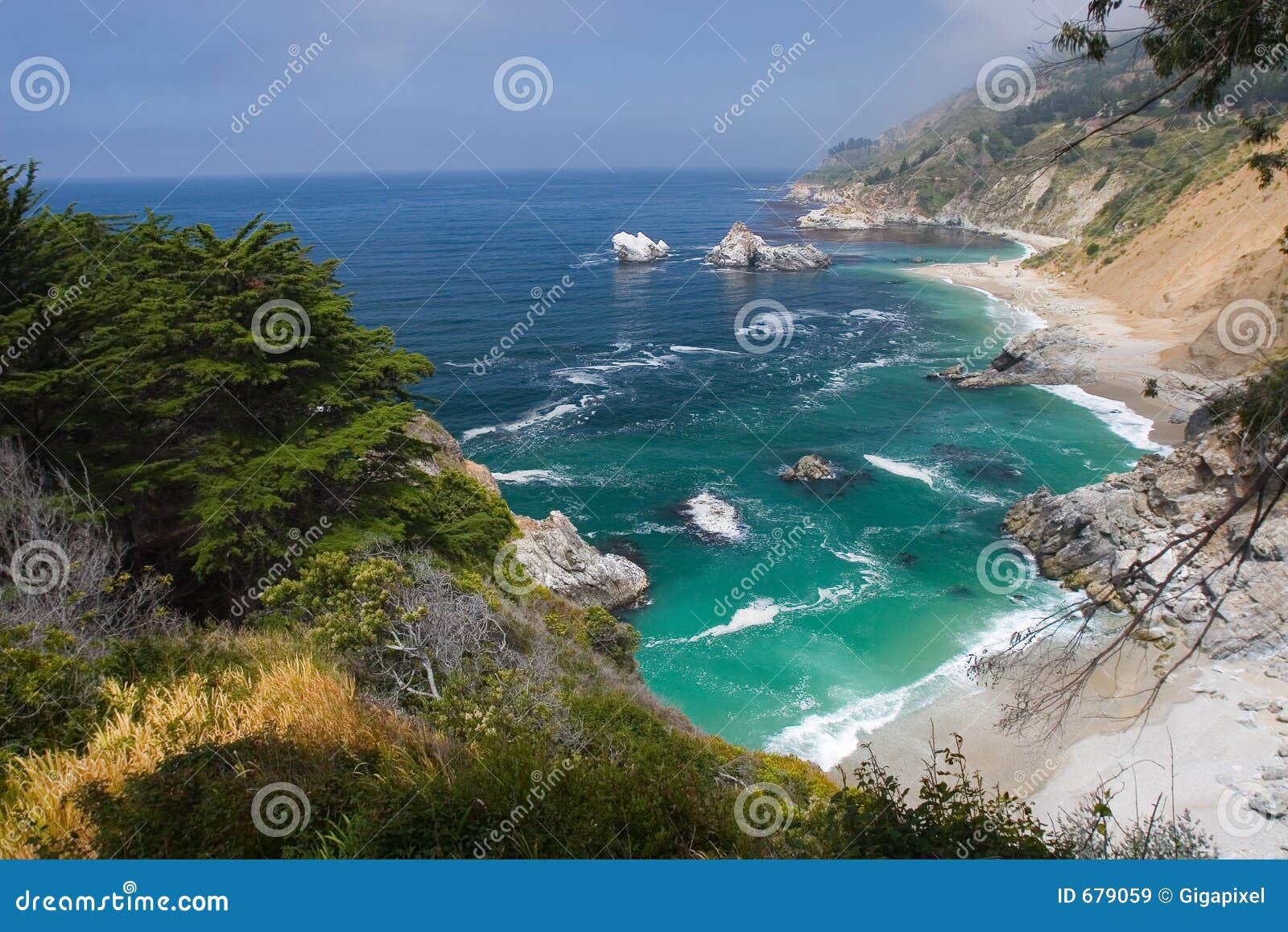 Big Sur beach stock image. Image of mountain, cliff, brilliant - 679059