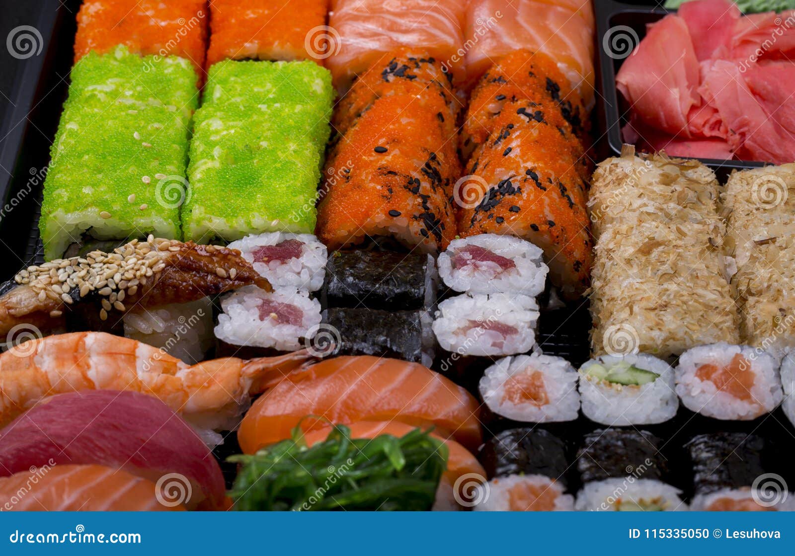Big sushi set stock photo. Image of healthy, gunkan - 115335050