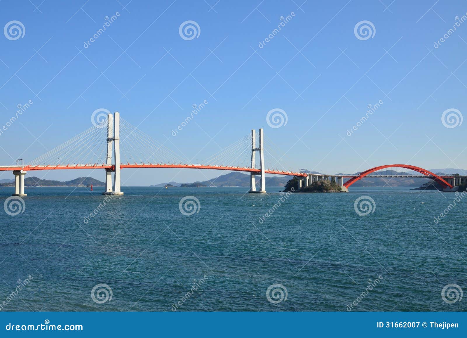 Big Suspension Bridge in Samcheonpo Stock Image - Image of suspension ...