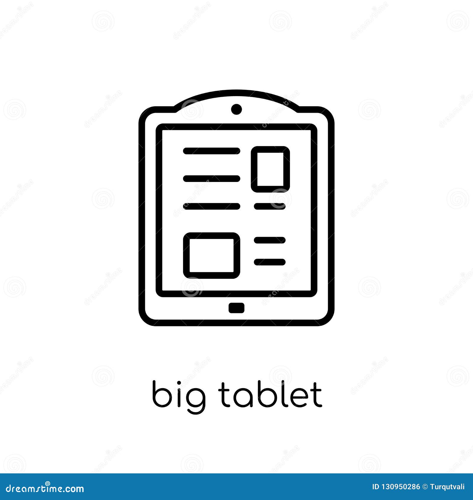 Big Tablet Icon. Trendy Modern Flat Linear Vector Big Tablet Icon on ...