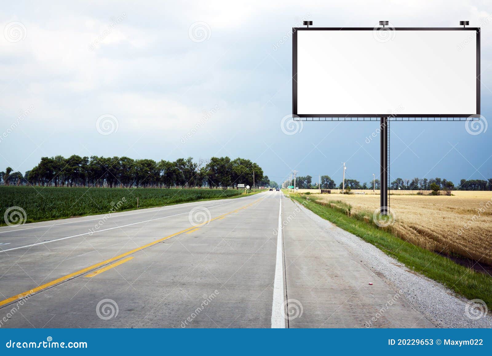 Big Tall Billboard on road stock image. Image of advertising - 20229653