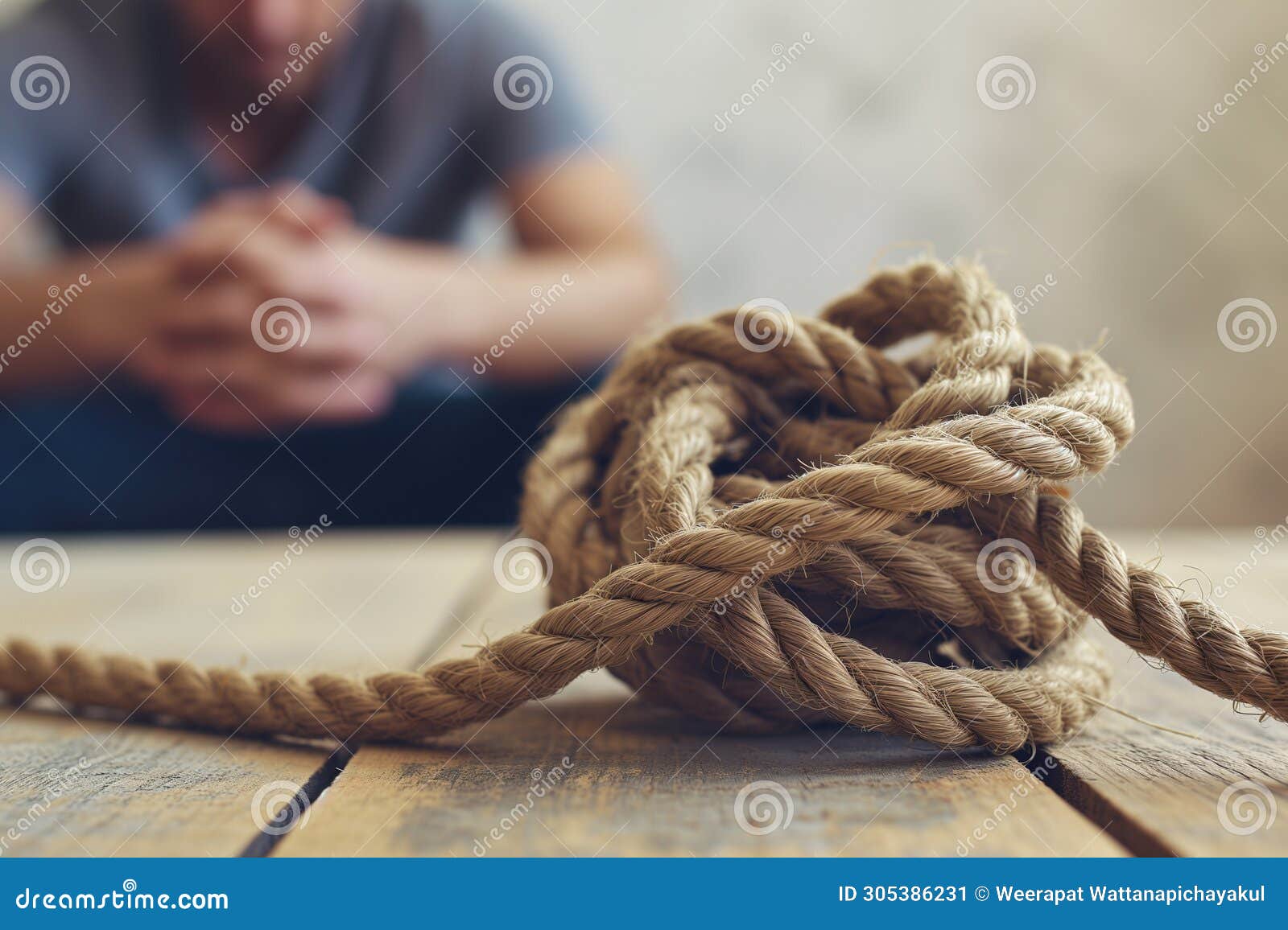 A Big Tangled Jute Rope With A Worried Man Stock Image | CartoonDealer ...