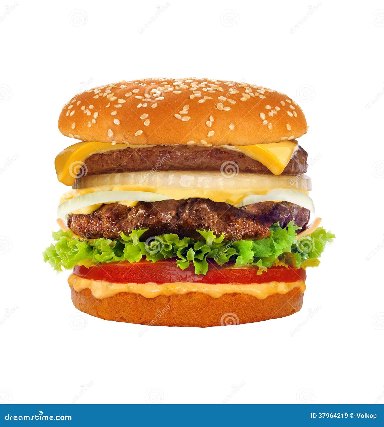 Big Tasty Cheeseburger Isolated on White Stock Image - Image of dinner ...
