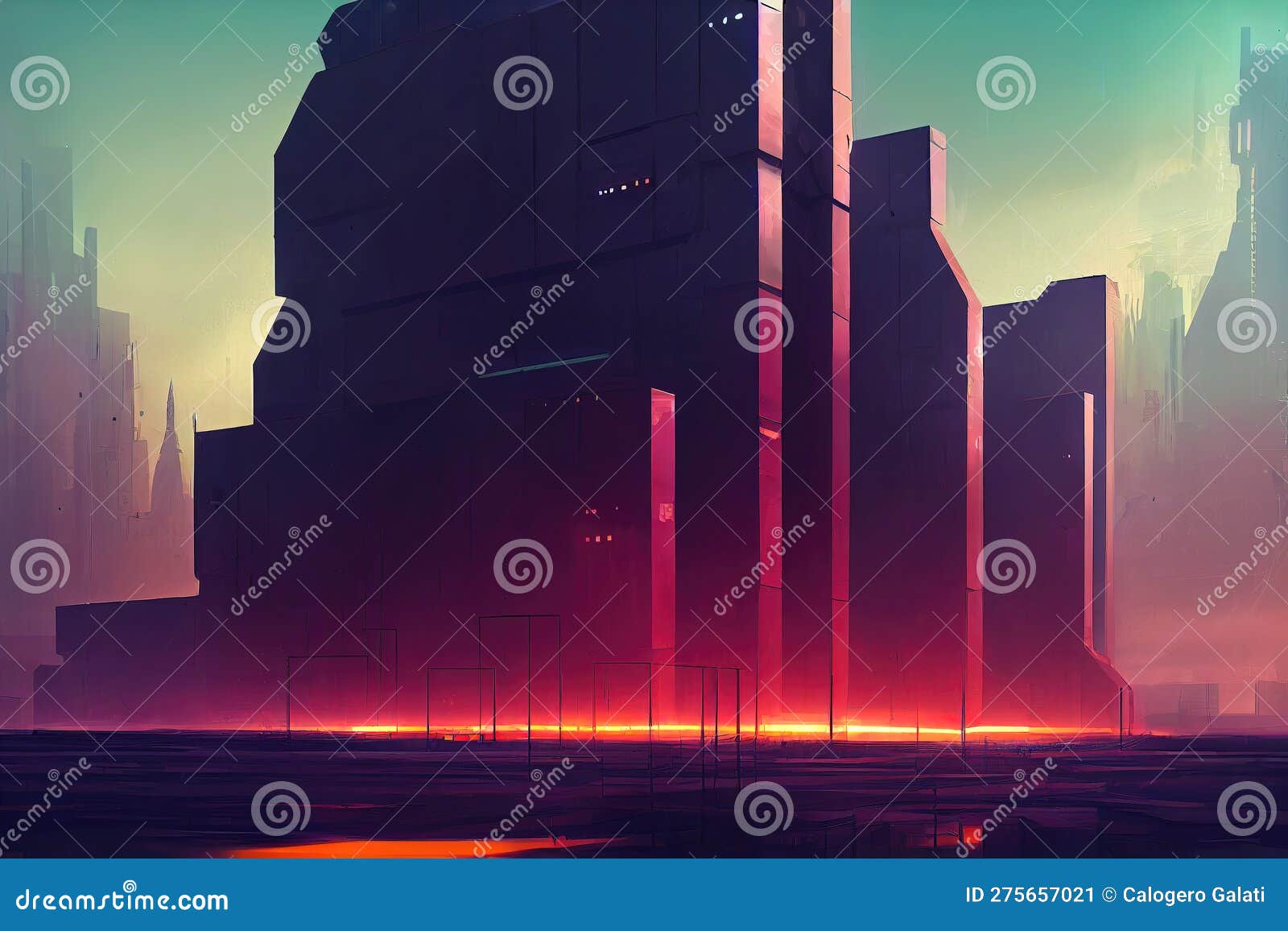 A Big Tech Sci Fi Tower Illustration in Concept Art, Ai Generated Image ...