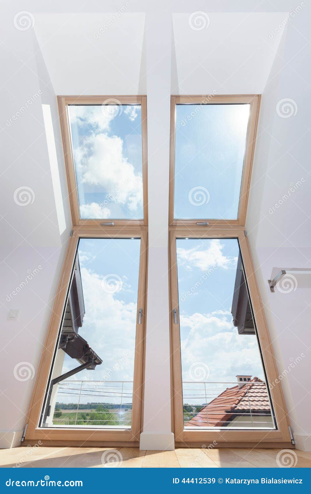Big Terrace Doors with Roof Windows Stock Image - Image of interior ...