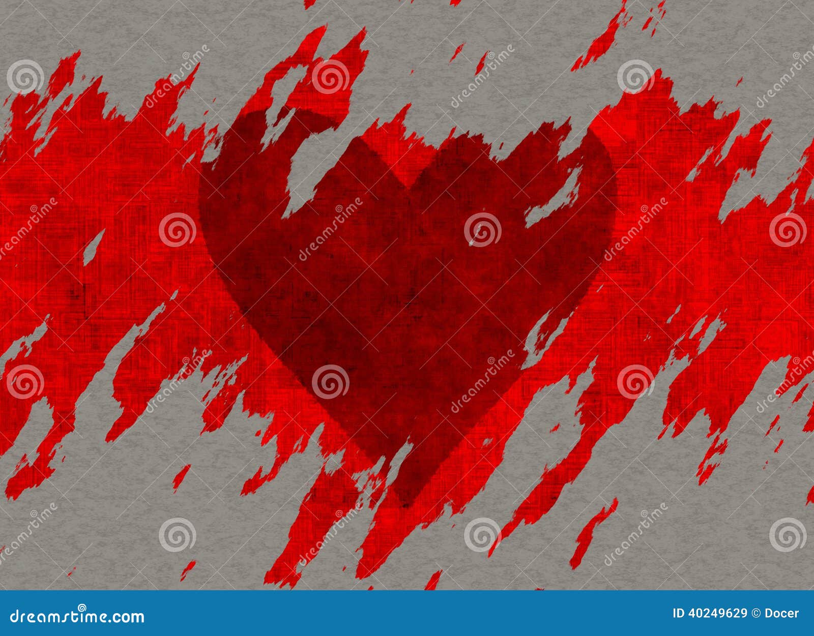 Big Textured Red Tear Heart Drawing on Paper Stock Illustration ...
