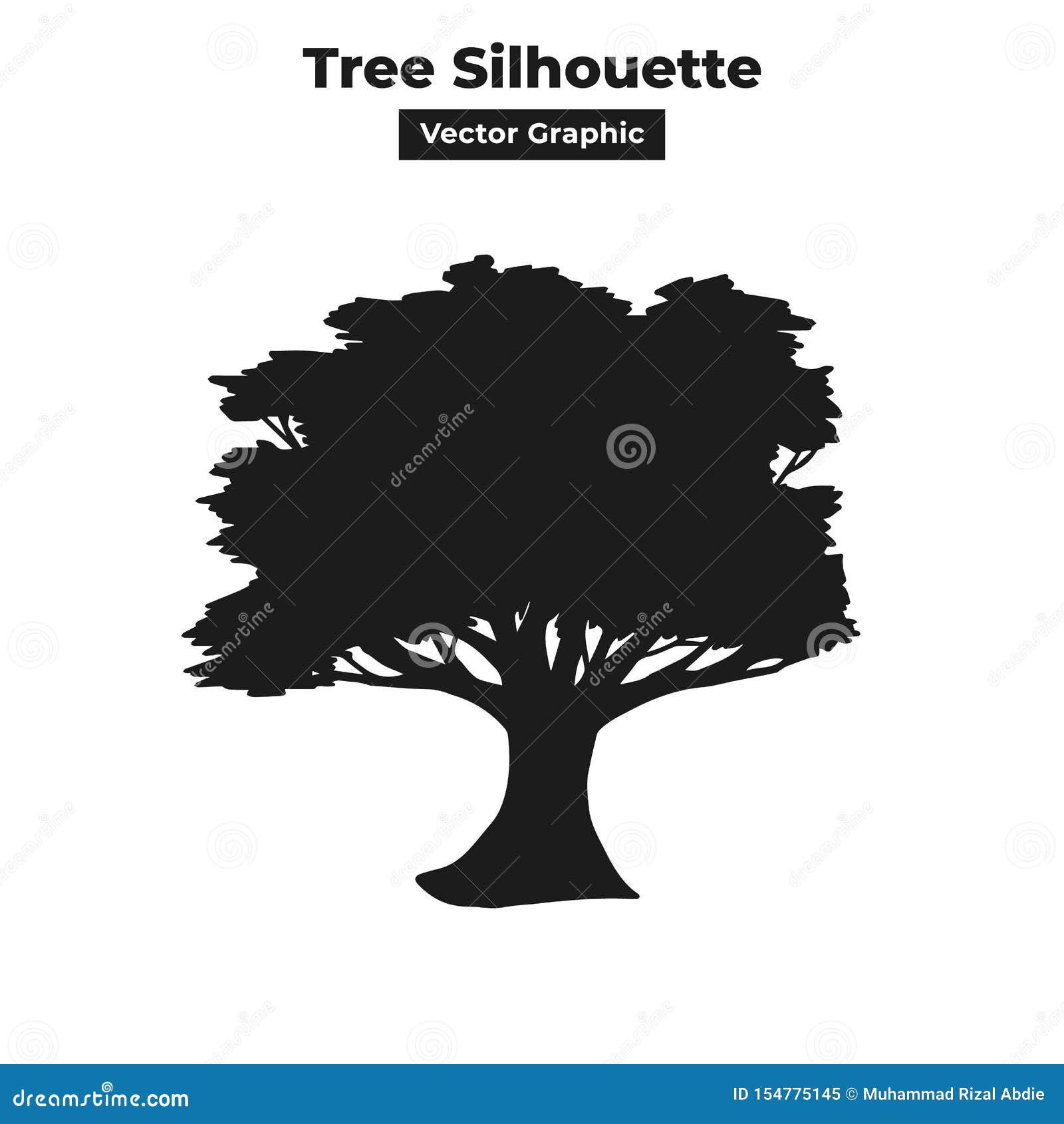 Big Thick Old Tree Vector Graphic Silhouette Design Stock Vector ...