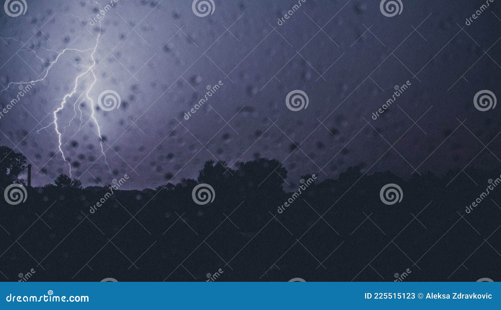 Big Thunder Captured through Rainy Window Stock Image - Image of blue ...