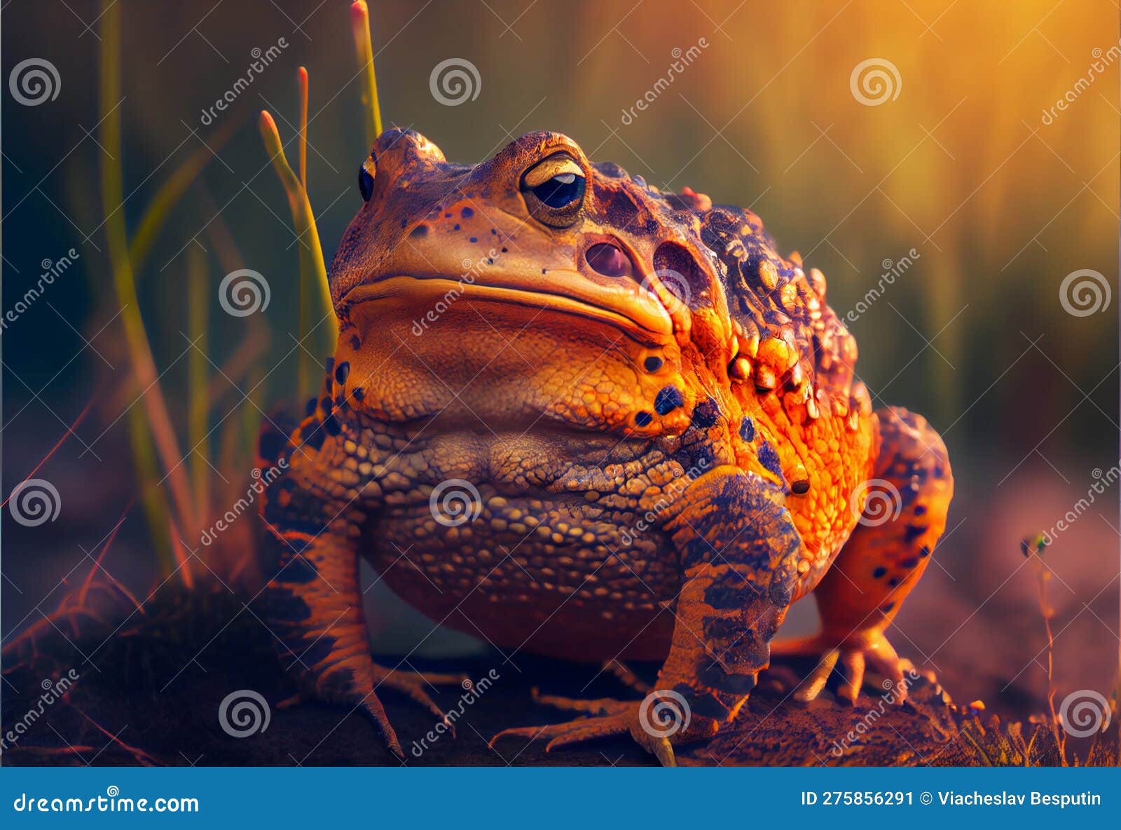 A Big Toad Lives in a Swamp. Evening Time Stock Image - Image of ...