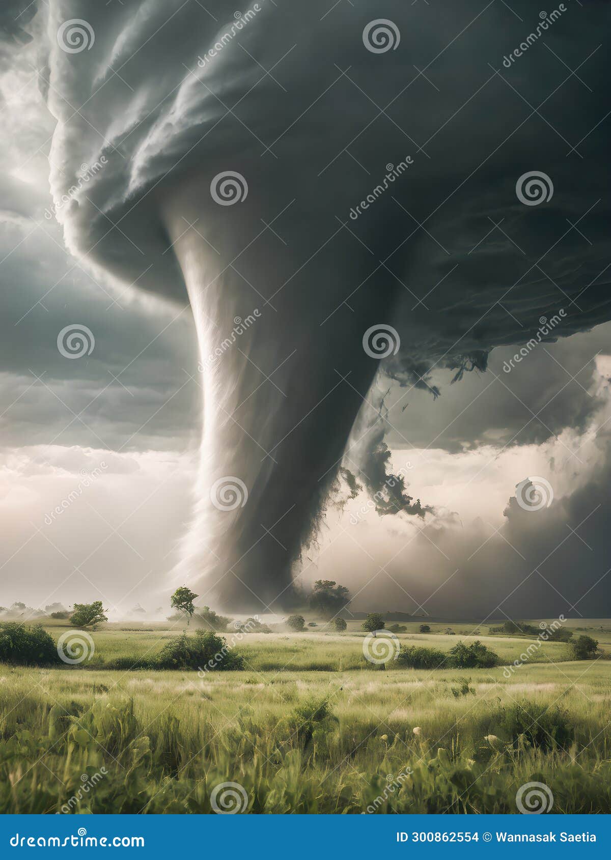 Big Tornado in the Field, Stormy Weather. Stock Illustration ...