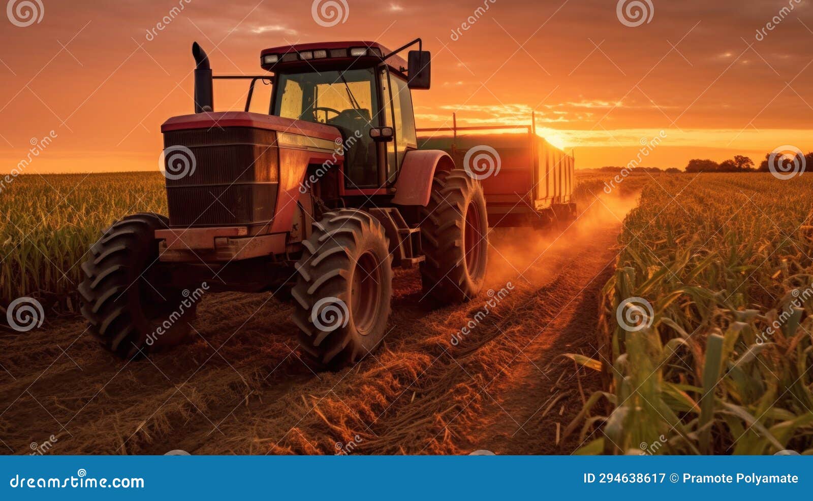 A Big Tractor in Corn Field Stock Image - Image of industry, land ...