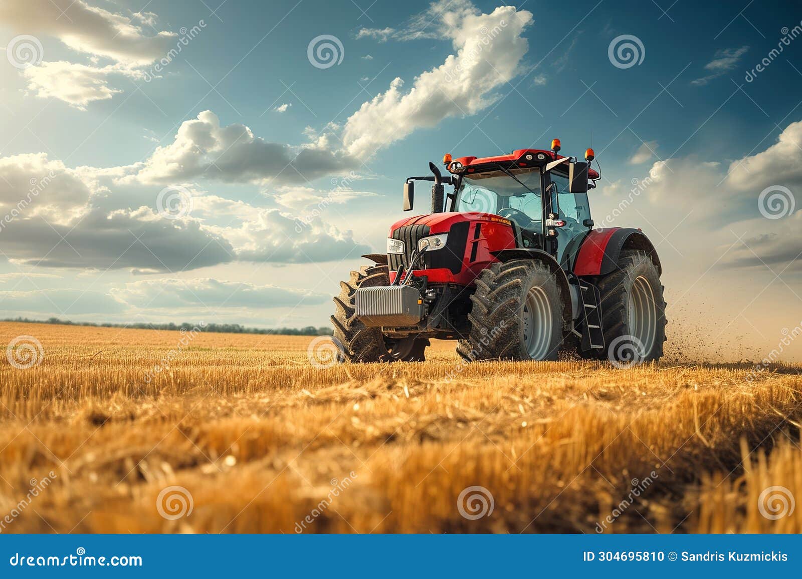 Big Tractor on a Field in Spring. Generative AI Stock Photo - Image of ...