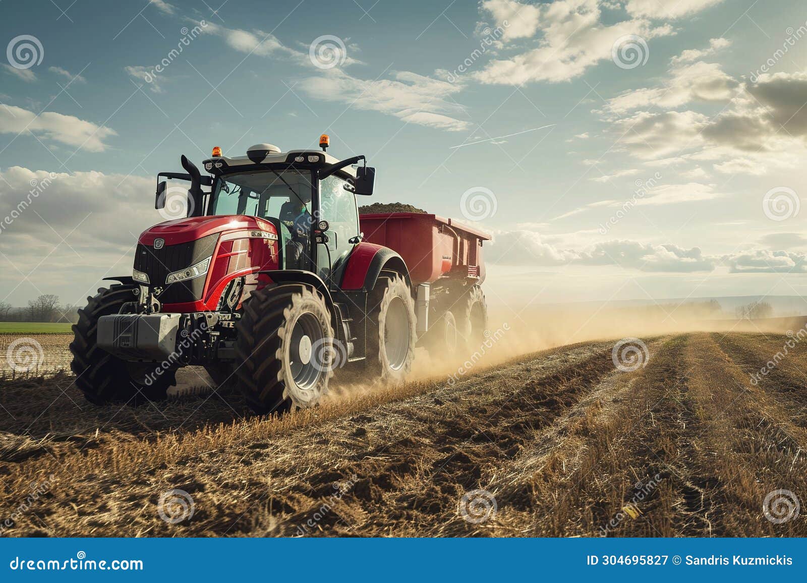 Big Tractor on a Field in Spring. Generative AI Stock Illustration ...