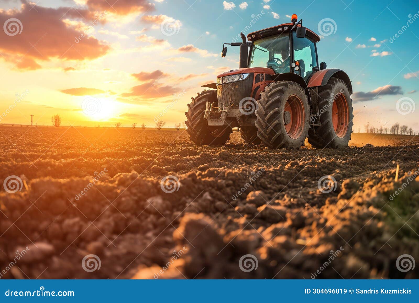 Big Tractor on a Field in Spring. Generative AI Stock Illustration ...