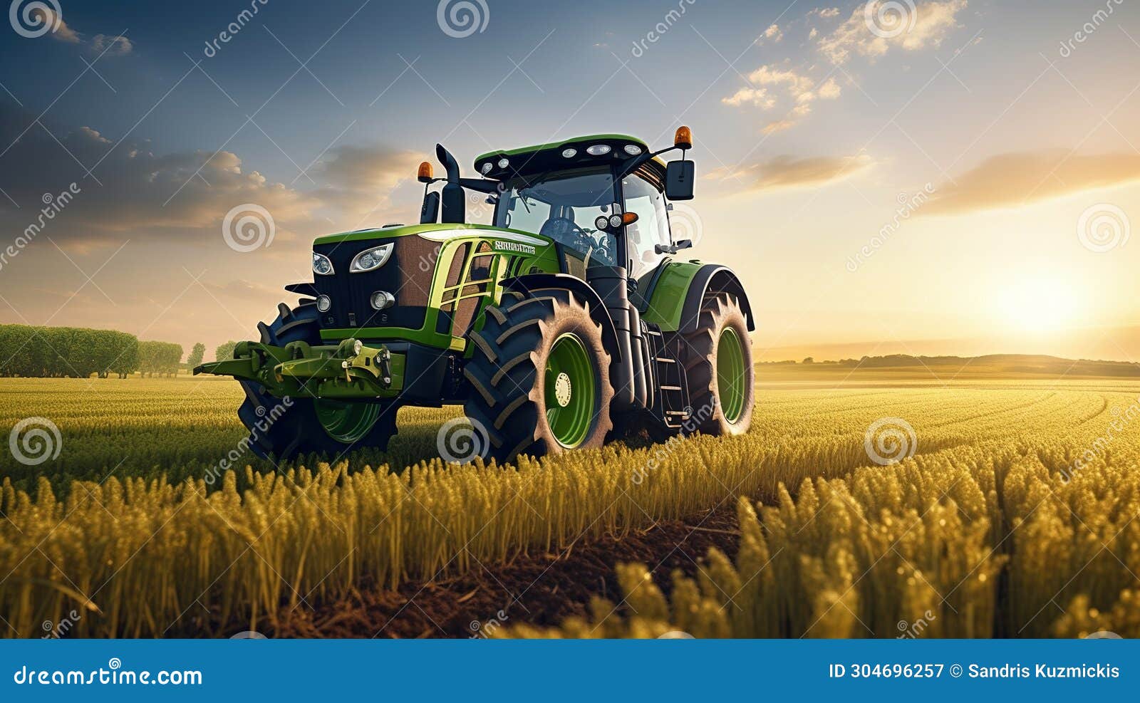 Big Tractor on a Soybean Field in Spring. Generative AI Stock ...